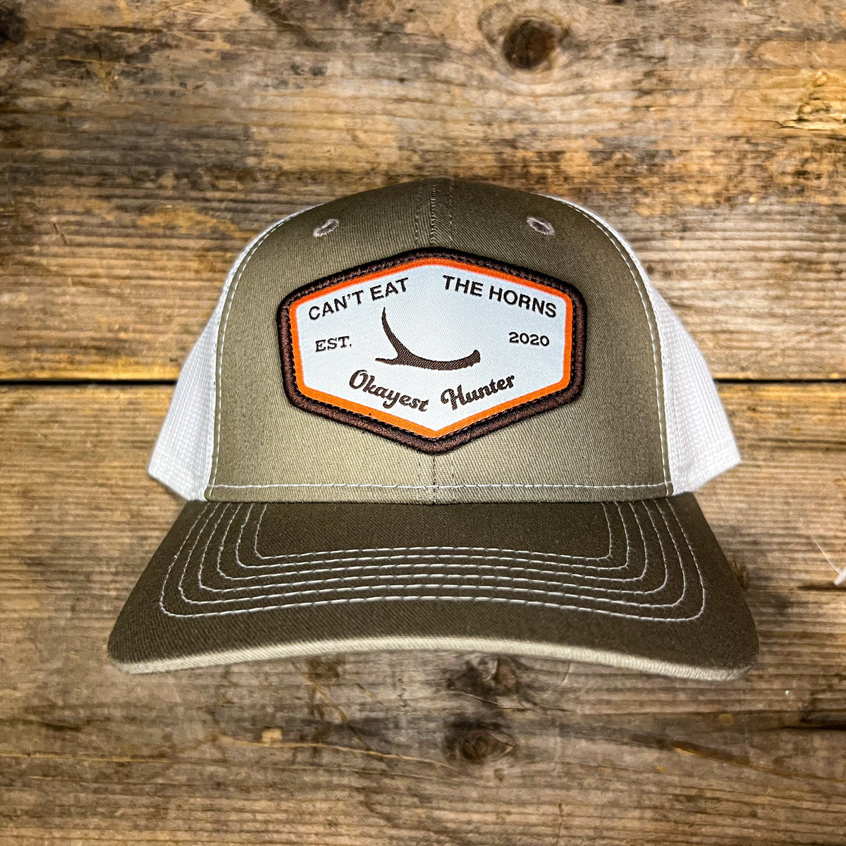 Khaki / White "Can't Eat The Horns" Patch Hat – The Okayest Hunter